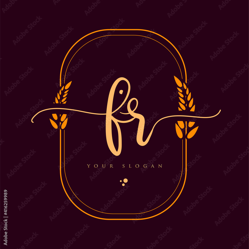 FR Initial handwriting logo. Hand lettering Initials logo branding with ...