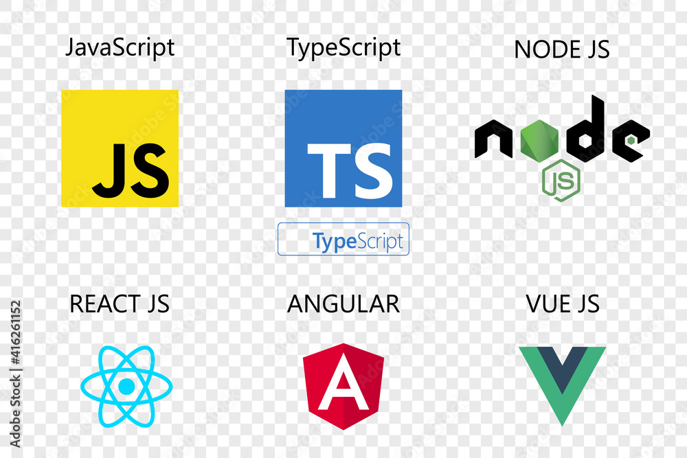 Vector Collection Of Web Development Shield Signs Javascript Typescript React Js Angular