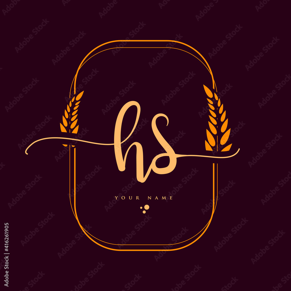 HS Initial handwriting logo. Hand lettering Initials logo branding with ...