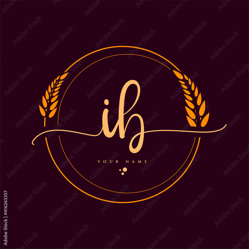IB Initial handwriting logo. Hand lettering Initials logo branding with ...