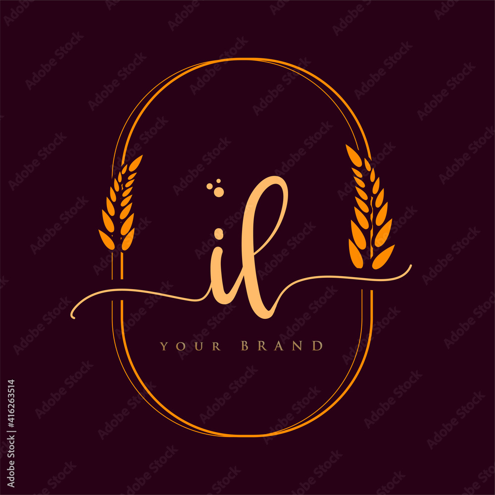 IL Initial handwriting logo. Hand lettering Initials logo branding with ...