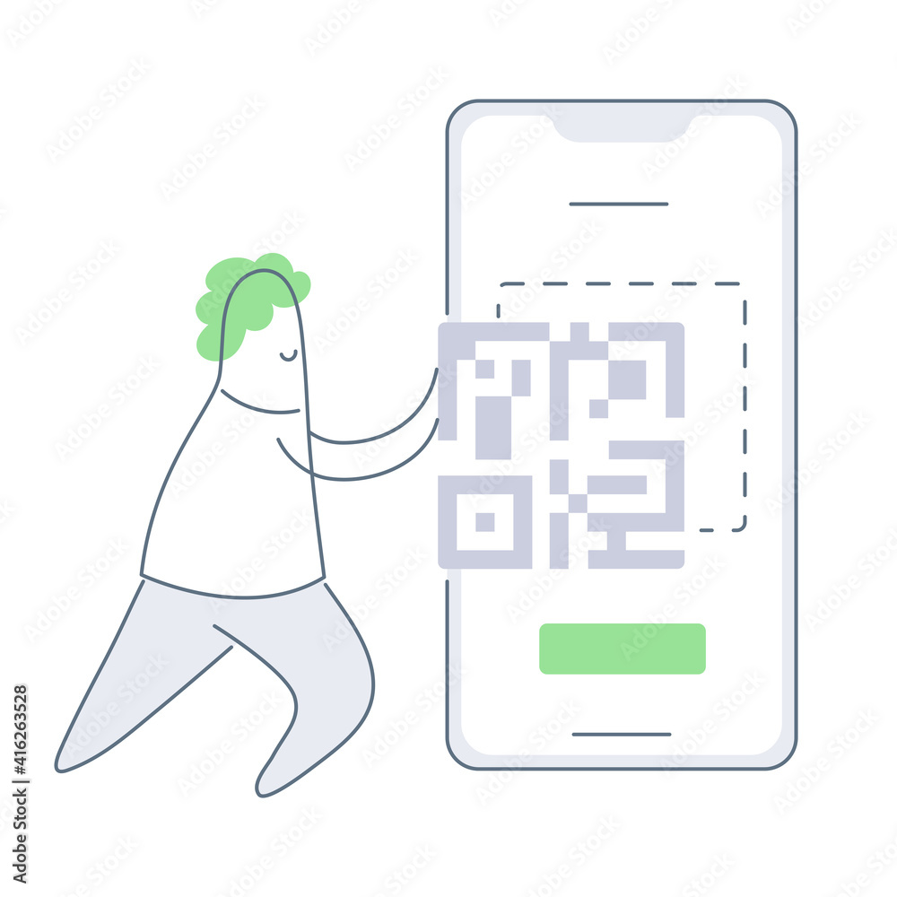 QR code uploading to the mobile phone, QR scanner. Identification ...