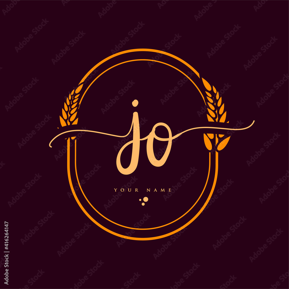 JO Initial handwriting logo. Hand lettering Initials logo branding with ...