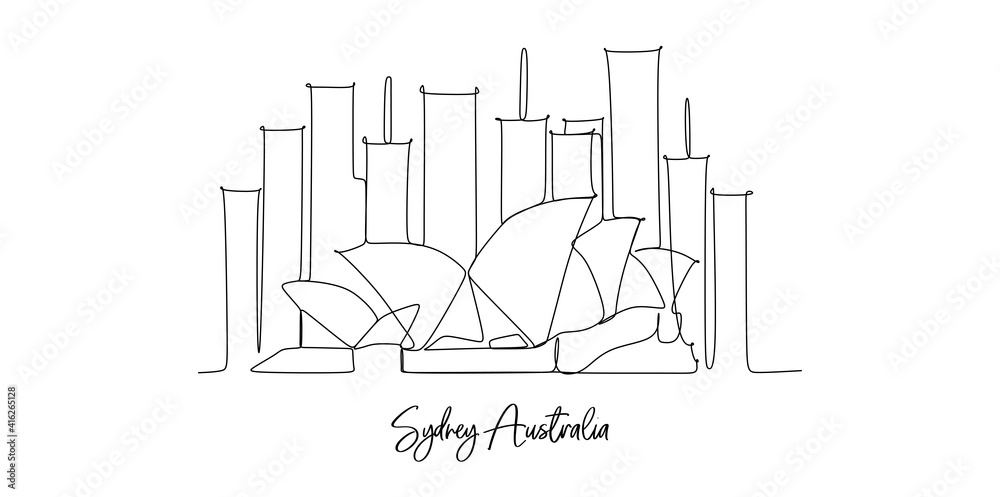 Adobe IllSydney Australia Skyline - continuous one line drawingustrator ...