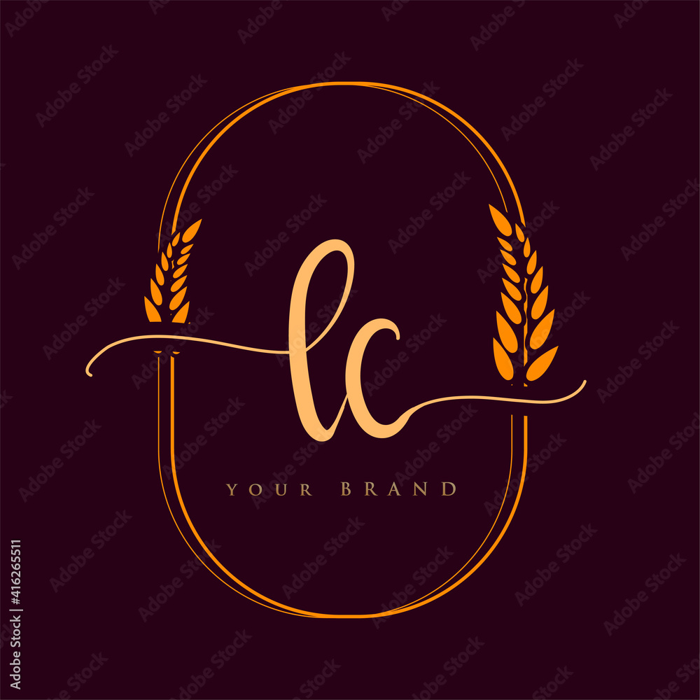 LC Initial handwriting logo. Hand lettering Initials logo branding with ...