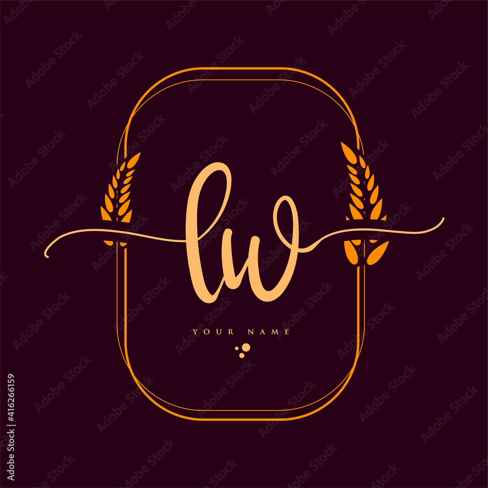 LW Initial handwriting logo. Hand lettering Initials logo branding with ...