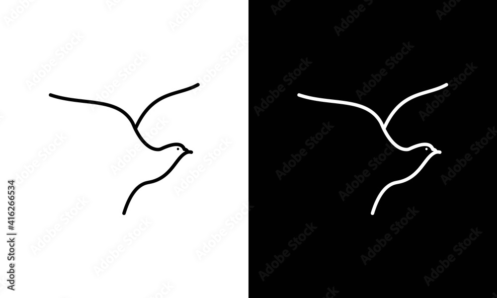 Birds flying vector one line drawing isolated on the white background ...