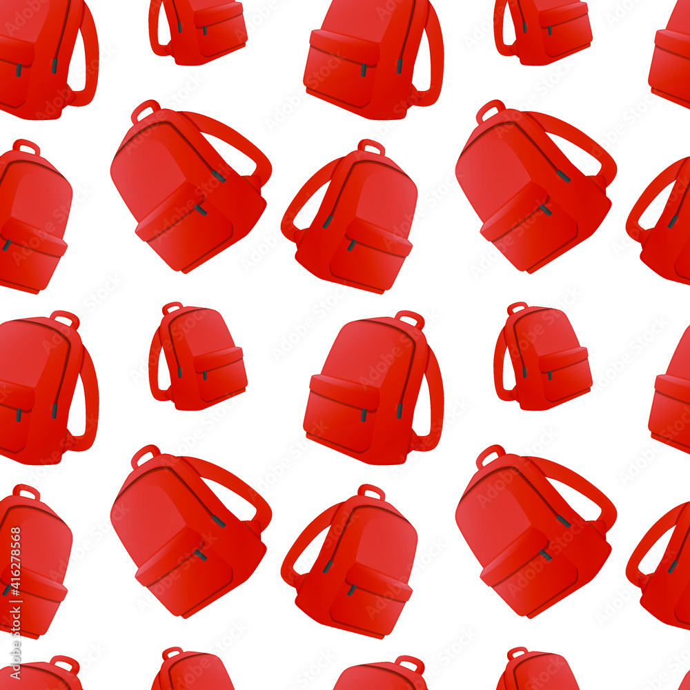 Backpack Emoji Pattern. Children Attending School Seamless Background ...
