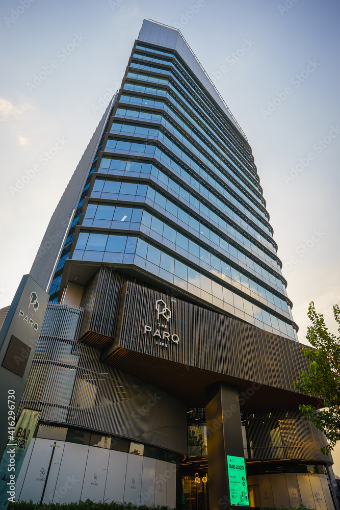 The PARQ, a mixed-use building in downtown area foto de Stock | Adobe Stock