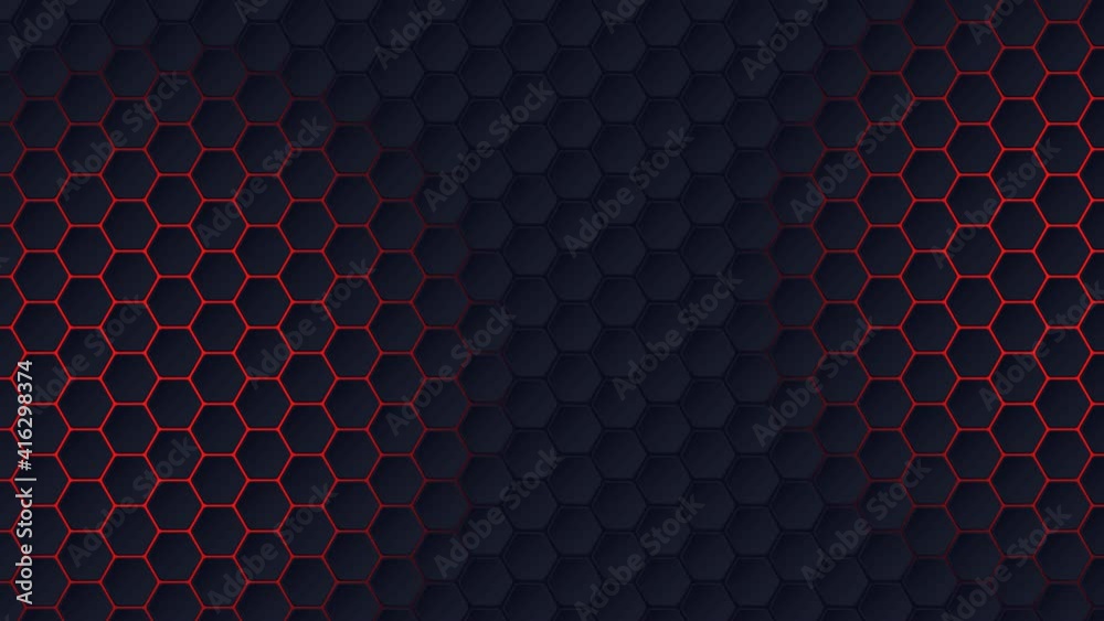 Geometric hexagon backlit looping video background. Hexagonal motion ...