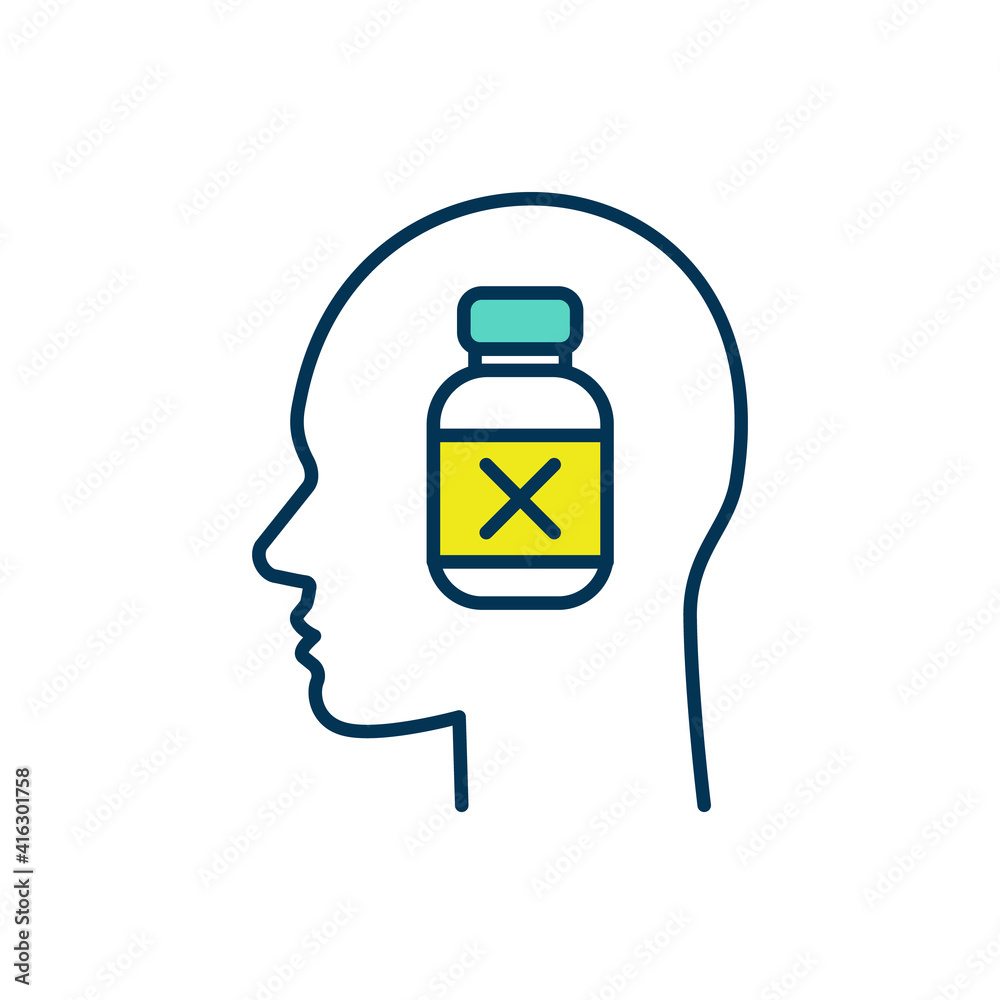Medication refusal RGB color icon. Dietary restrictions. Patient ...