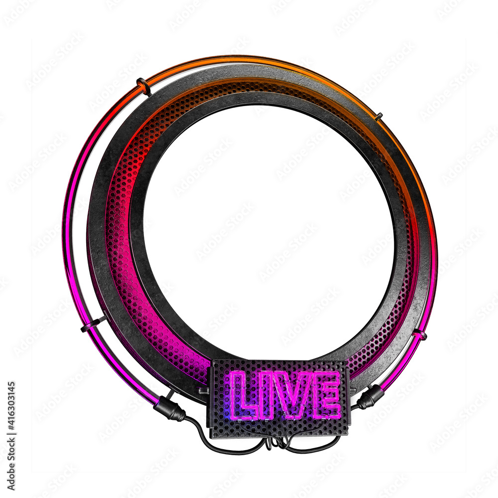 Neon frame for live streaming. 3D illustration Stock Illustration ...