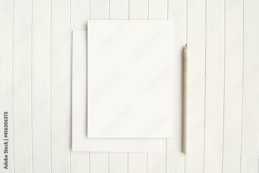 Blank vertical greeting card mockup for stationery, invitation or thank ...