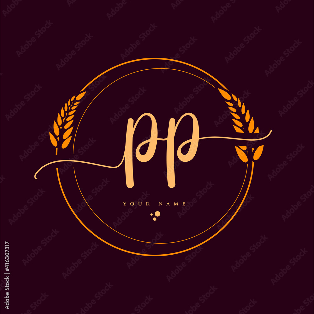 PP Initial handwriting logo. Hand lettering Initials logo branding with ...