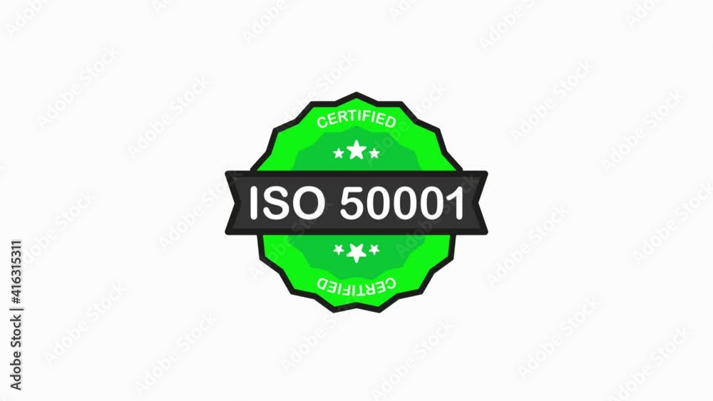 ISO 50001 Certified badge Certification green Stamp icon in flat style ...
