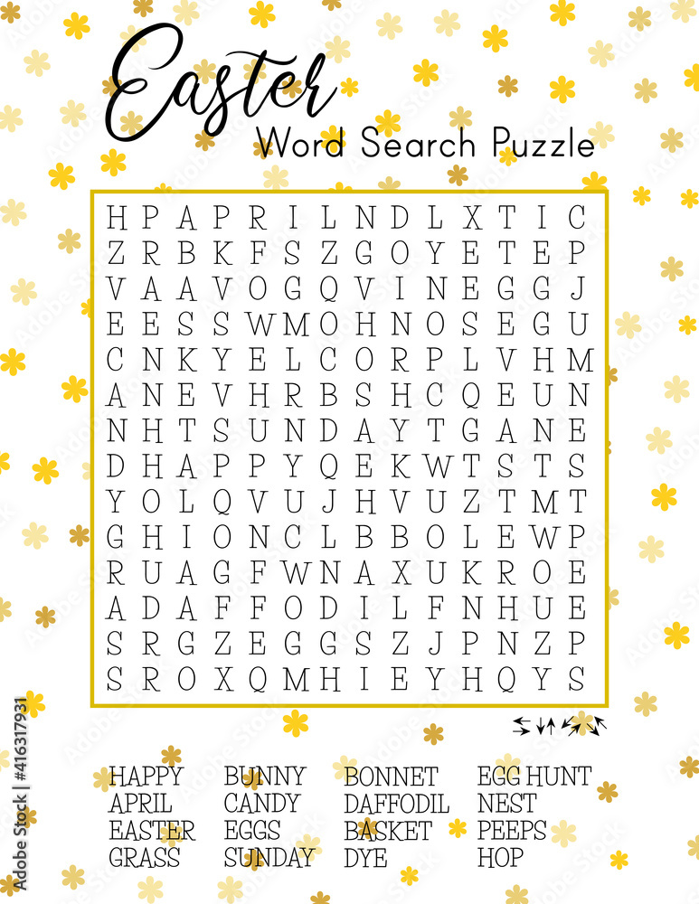 Easter word search puzzle. Educational game for kids. Holiday crossword ...