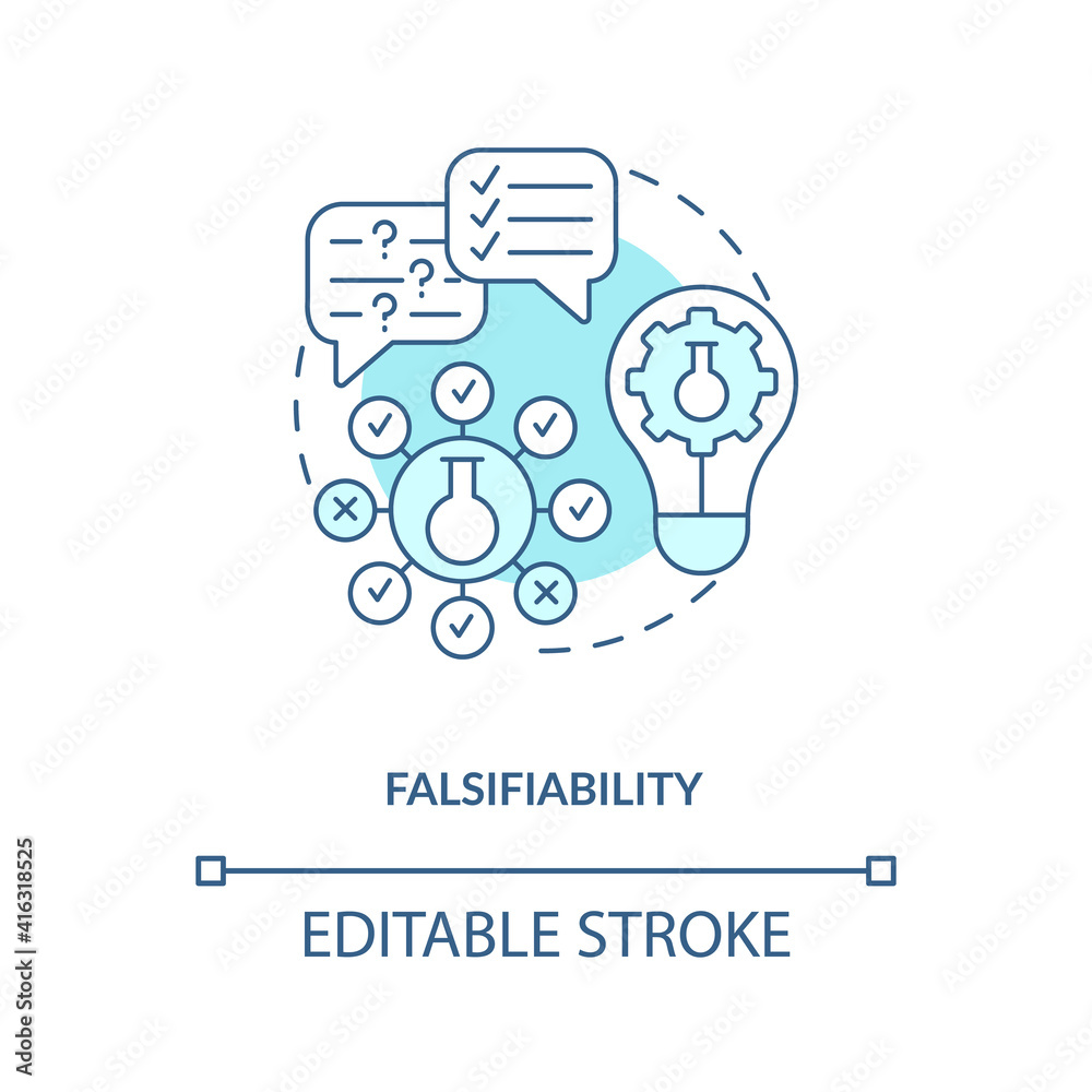 Falsifiability concept icon. Scientific knowledge idea thin line ... Falsifiability concept icon. Scientific knowledge idea thin line ...