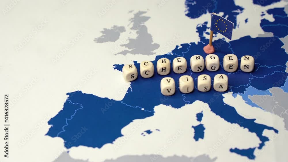 Schengen Visa message over a Map of the of the 26 countries that ...