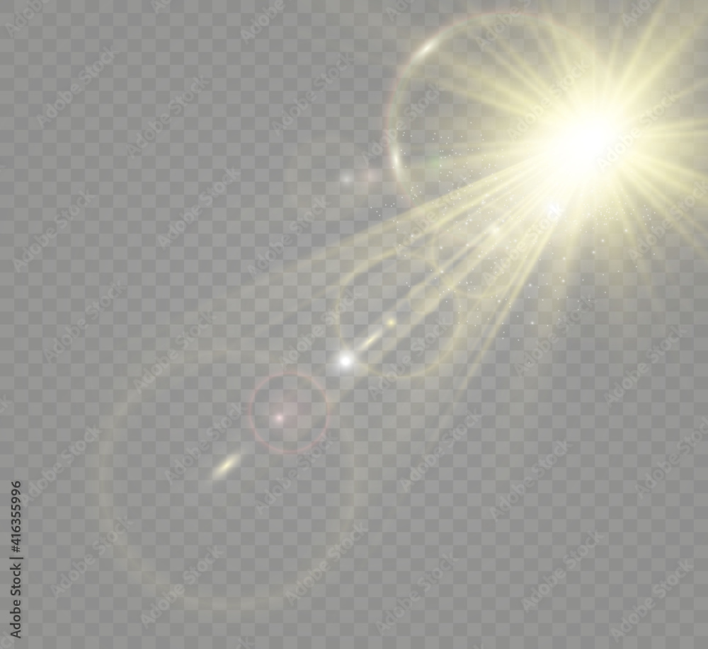 Special lens flash, light effect. The flash flashes rays and ...