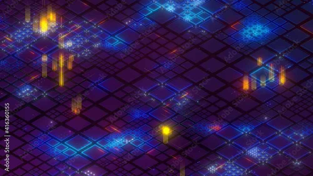 Big data analytics through machine learning 3d render animation. Using deep learning algorithms ...