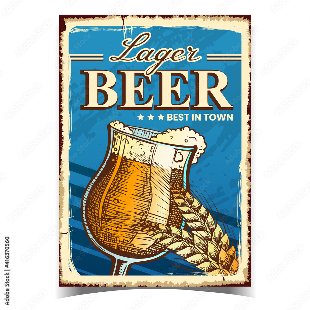 Lager Beer Creative Advertising Banner Vector. Beer Alcoholic Drink ...