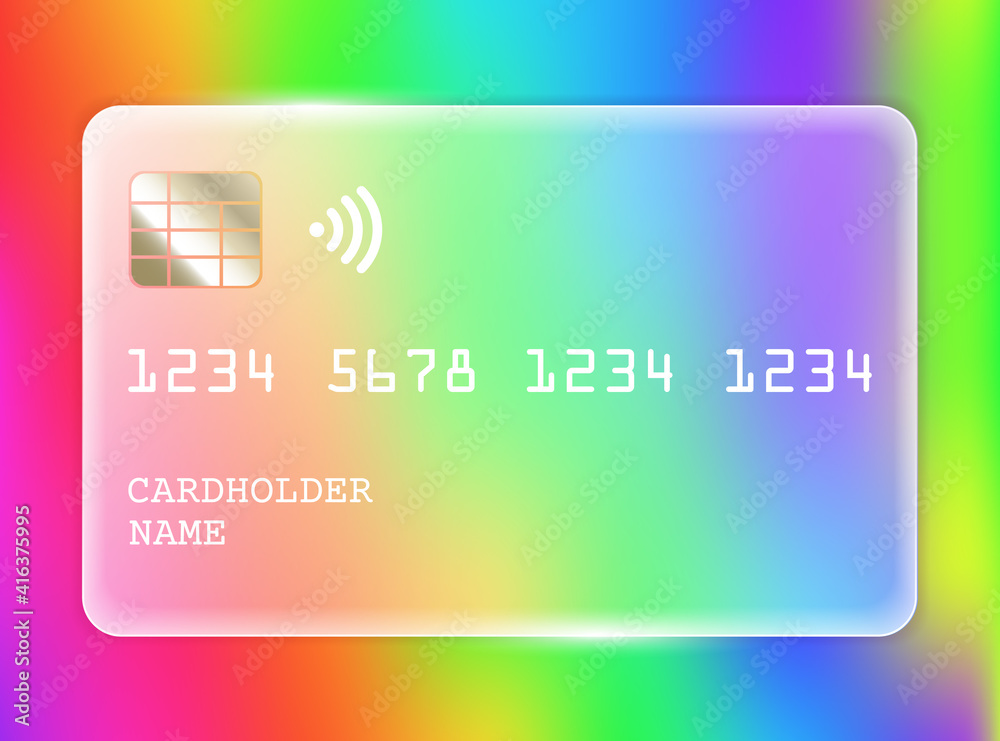 Transparent plastic bank card design template in trendy style ...