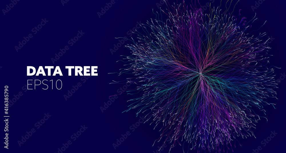 Data tree for concept design. Business technology. Wireframe light ...