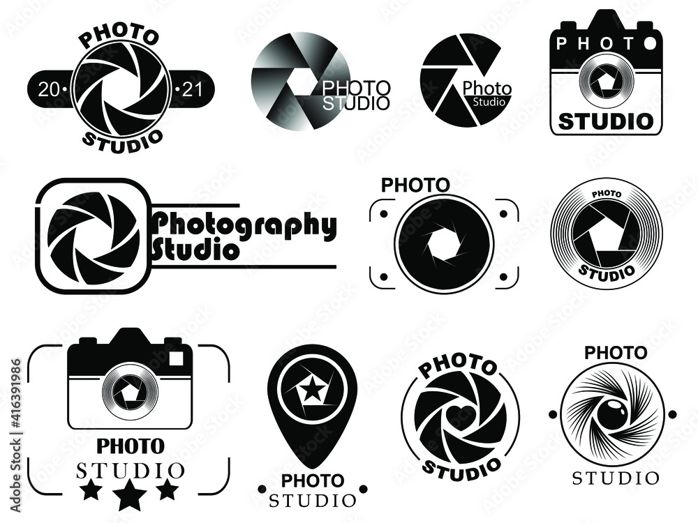Set of photo logos, isolated on white background. Modern style logo ...