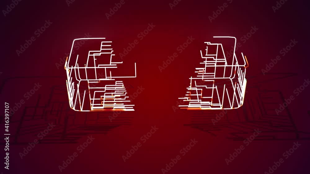 4k abstract white wireframe on dark red bg. Ai growing geometric ...