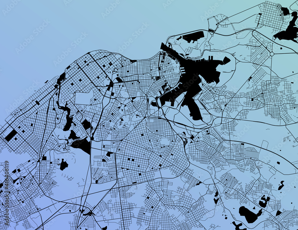 Havana, Ciudad de la Habana, Cuba (CUB) - Urban vector city map with ...