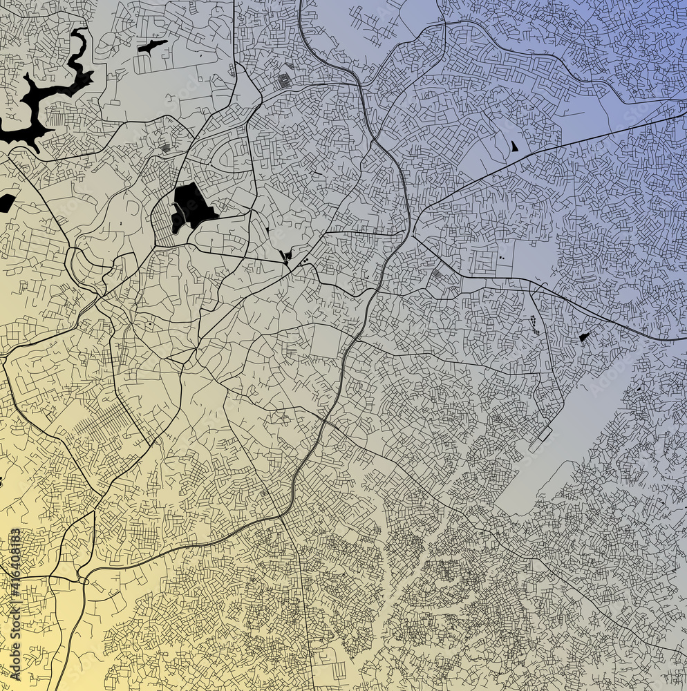 Ibadan, Oyo, Nigeria (NGA) - Urban vector city map with parks, rail and ...