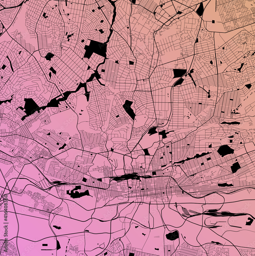 Johannesburg, Gauteng, South Africa (ZAF) - Urban vector city map with ...