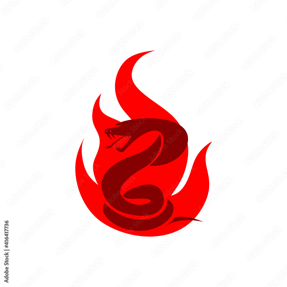 red snake and flame logo, snake on fire vector illustrations Stock ...