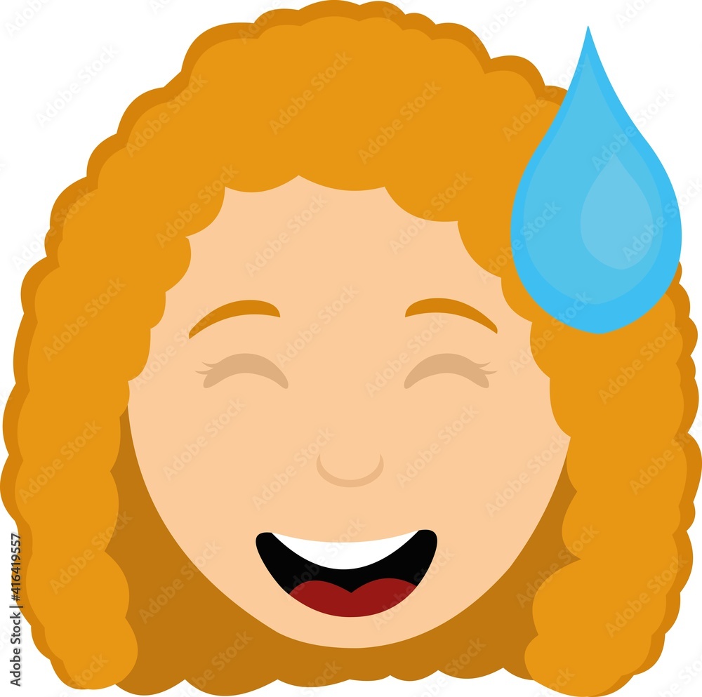 Vector emoticon illustration of a cartoon woman's head with an ...