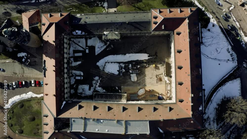 Drone Aerial footage of Weimar on a sunny spring day. Weimer is city in ...