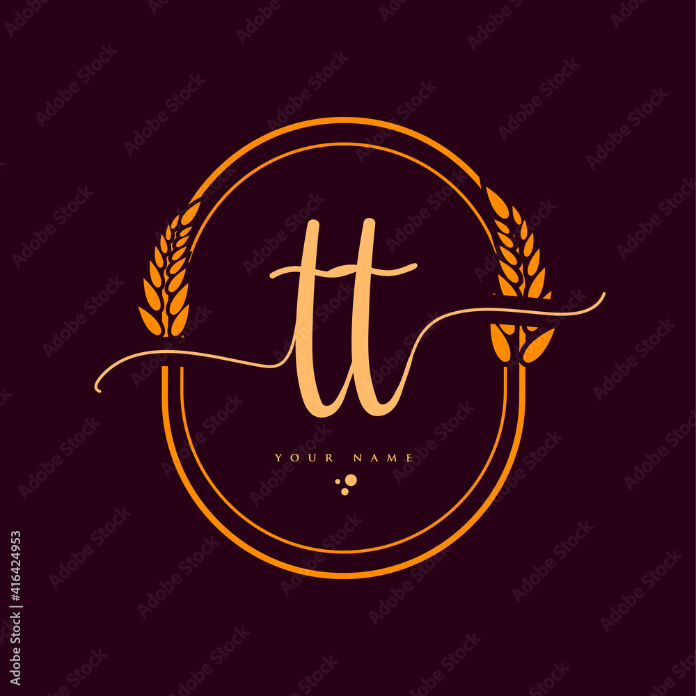 TT Initial handwriting logo. Hand lettering Initials logo branding with ...