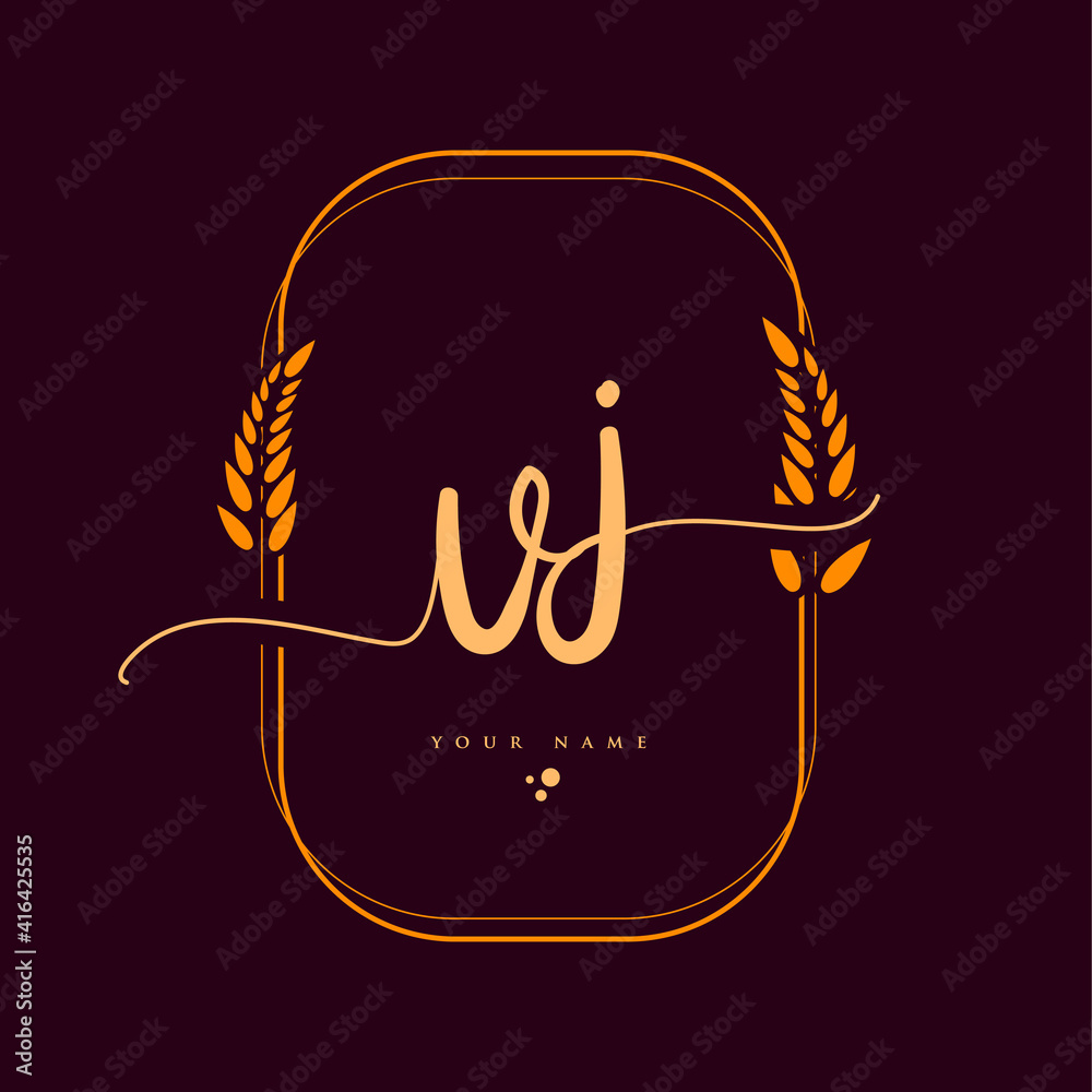 VJ Initial handwriting logo. Hand lettering Initials logo branding with ...
