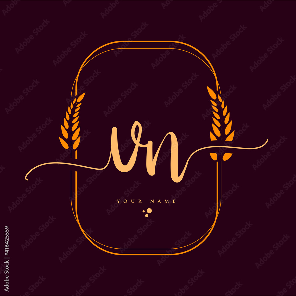 VN Initial handwriting logo. Hand lettering Initials logo branding with ...