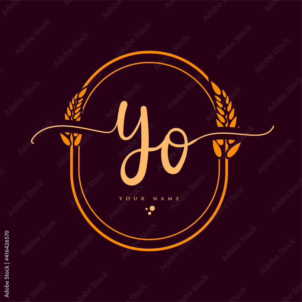 YO Initial handwriting logo. Hand lettering Initials logo branding with ...