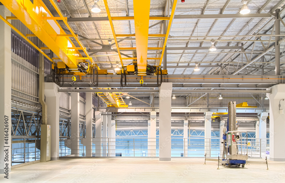 Concrete floor inside factory or warehouse building with empty space ...