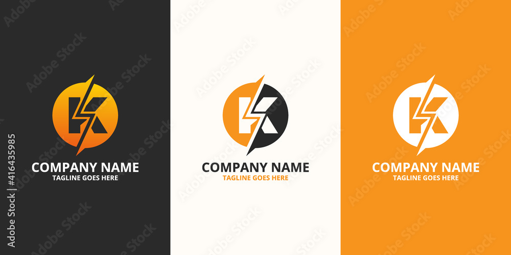Electric initial letter K Logo Icon Template. Illustration vector ...