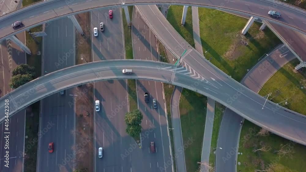 Vidéo Stock Top down angle aerial drone view of elevated road and ...