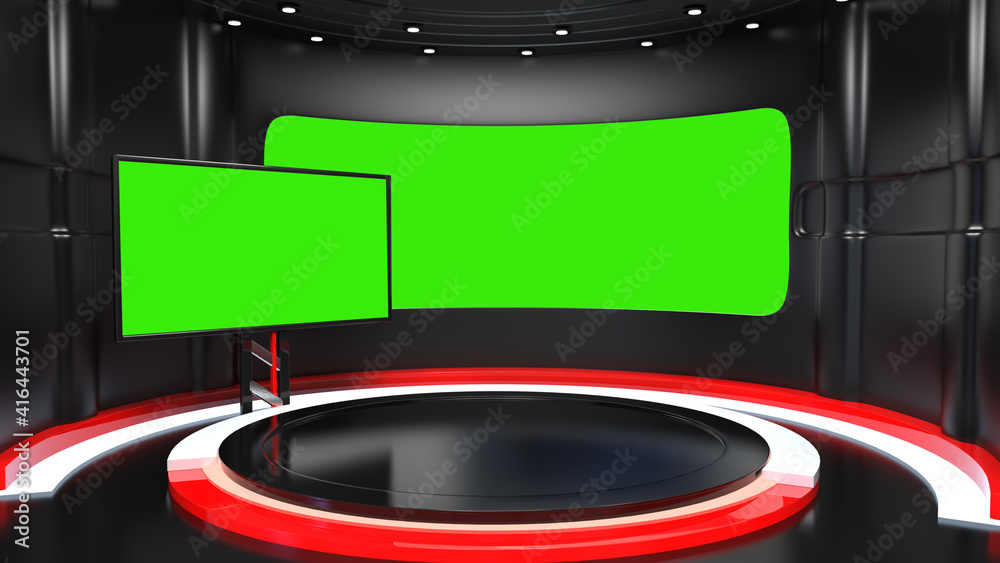 Backdrop For TV Shows .TV On Wall.3D Virtual News Studio Background, 3d ...