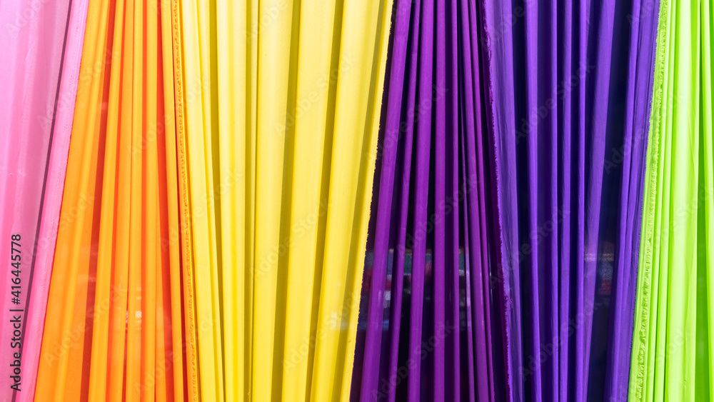 Beautiful multi-colored curtains decorated as a backdrop for the ...