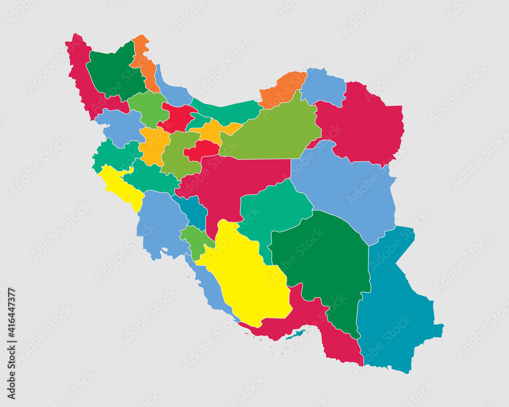 Fototapeta mapa świata dla dzieci Vector map Iran divided regions, Asia ...