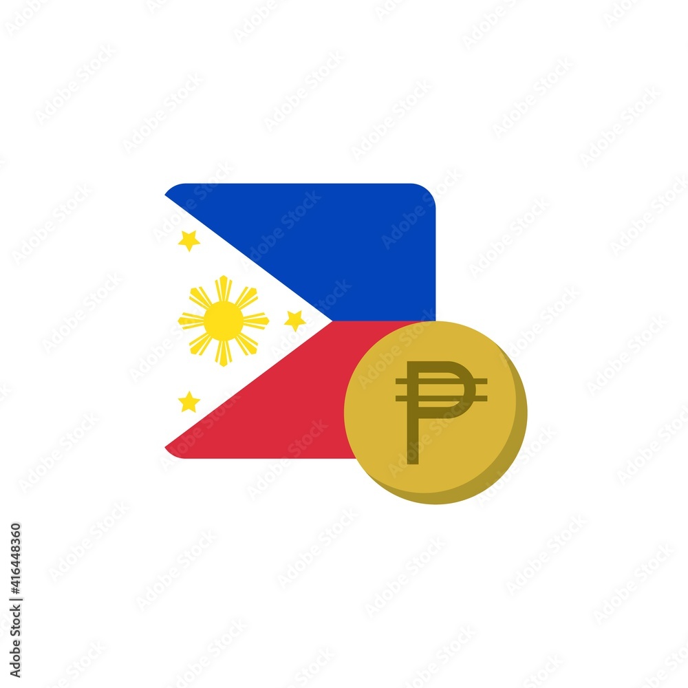 Philippines money and flag flat icon, vector sign, Peso currency with ...