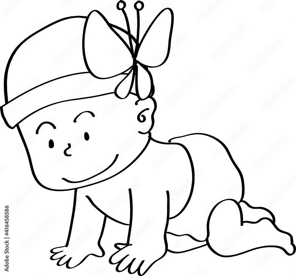 vector cartoon cute baby crawl Stock Vector | Adobe Stock