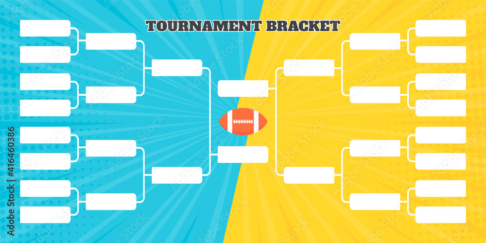 16 american football team tournament bracket championship template flat ...
