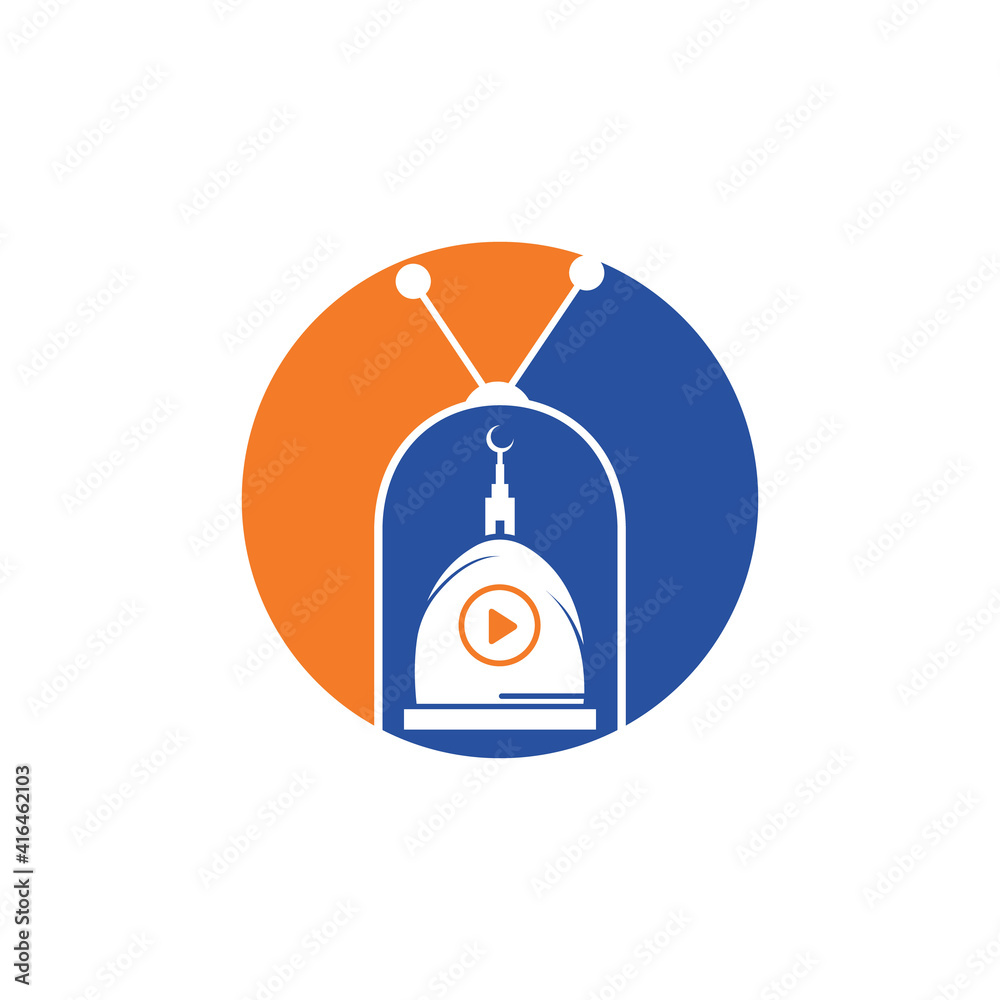 Muslim tv vector logo design template. Islamic media logo concept ...