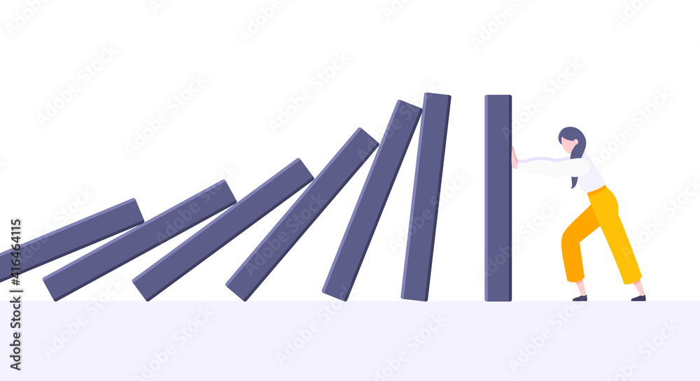 Business resilience or domino effect metaphor vector illustration ...